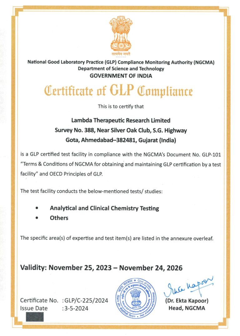 Consecutive GLP compliance certification by NGCMA | Lambda